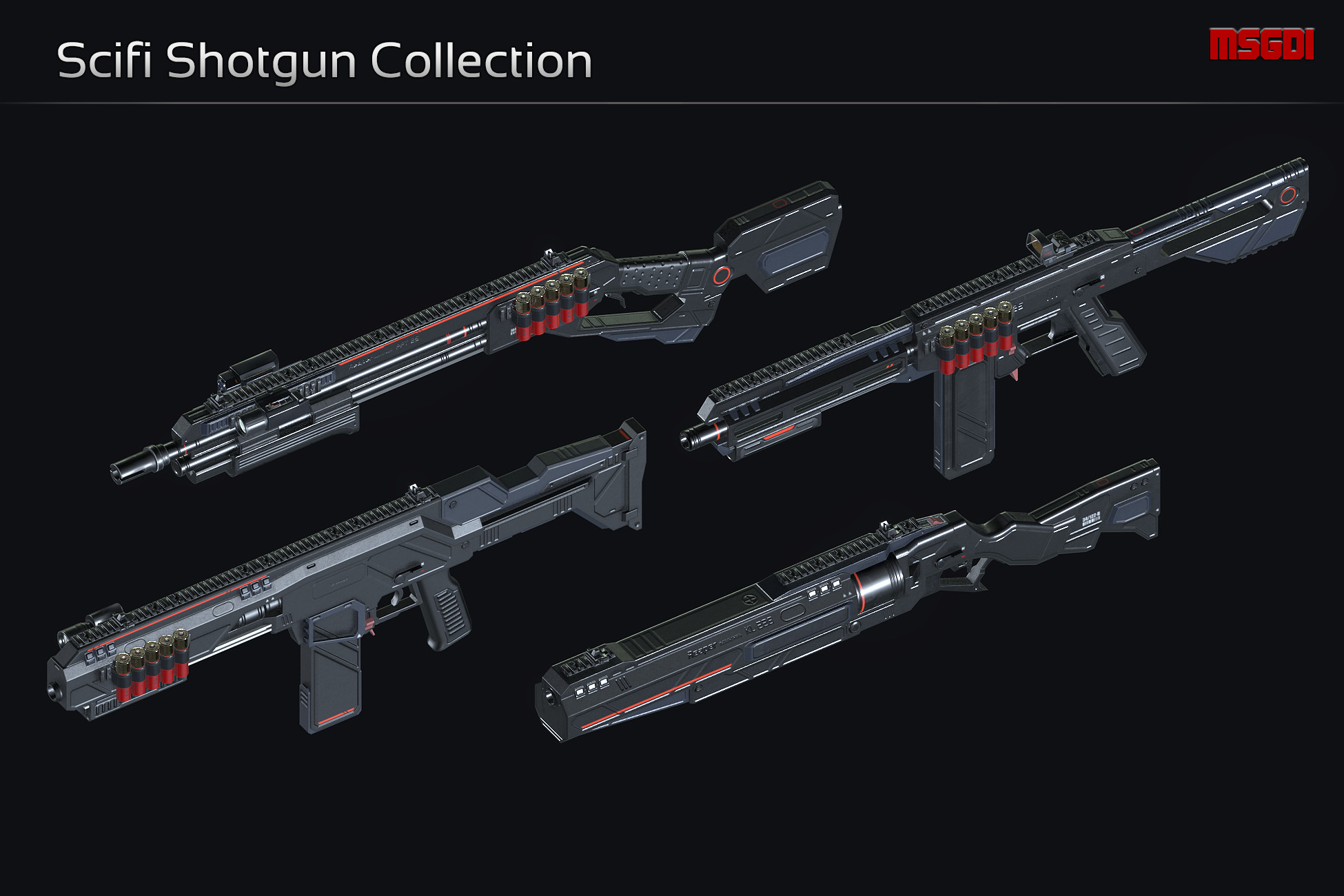 Scifi Shotgun Collection | 3D 총기 | Unity Asset Store