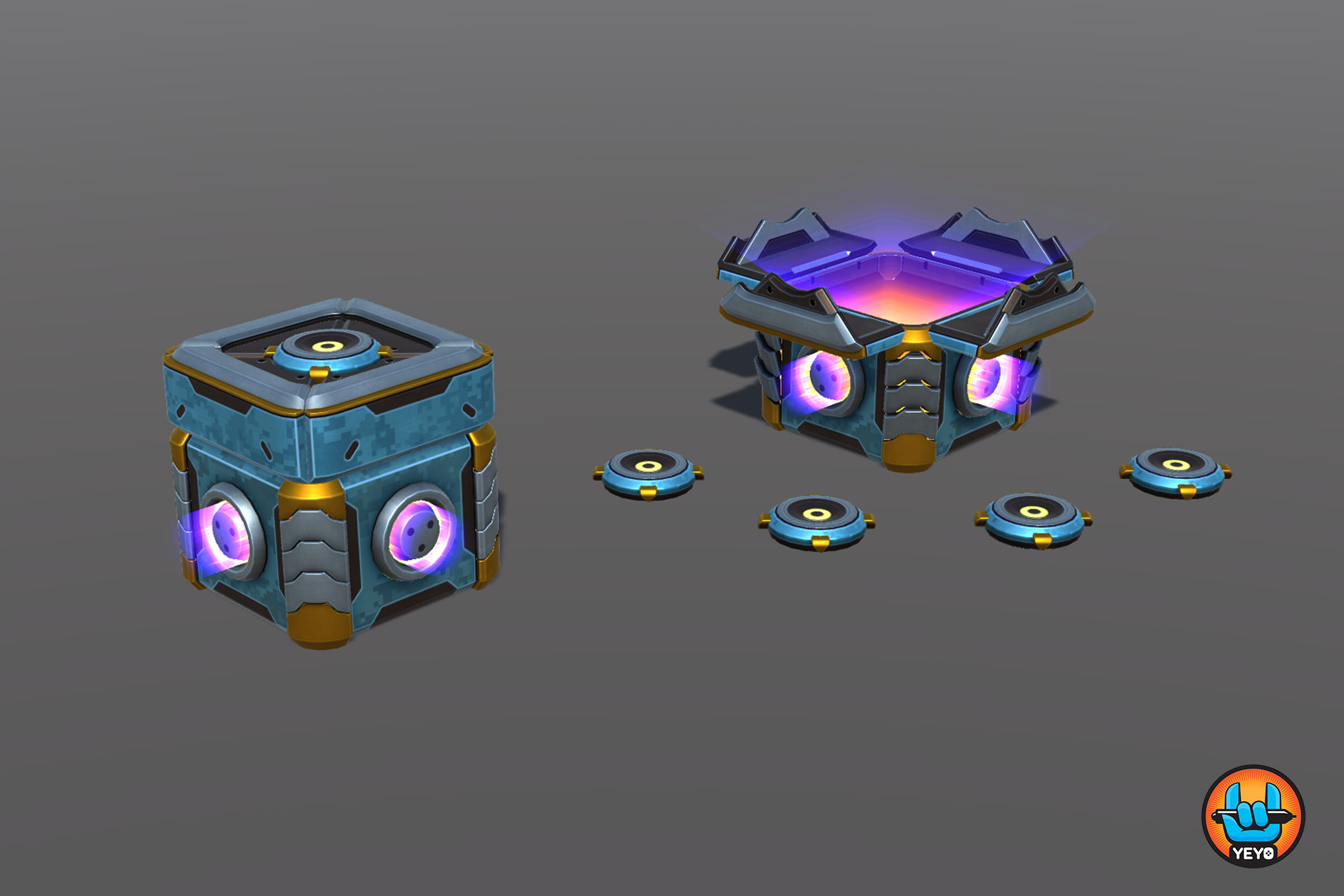 Loot Box animated - Military skin | 3D Industrial | Unity Asset Store