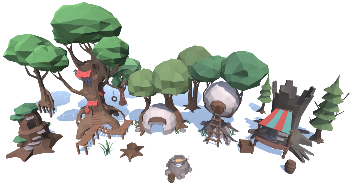 Tree House Village - Low poly pack | 3D Exterior | Unity Asset Store