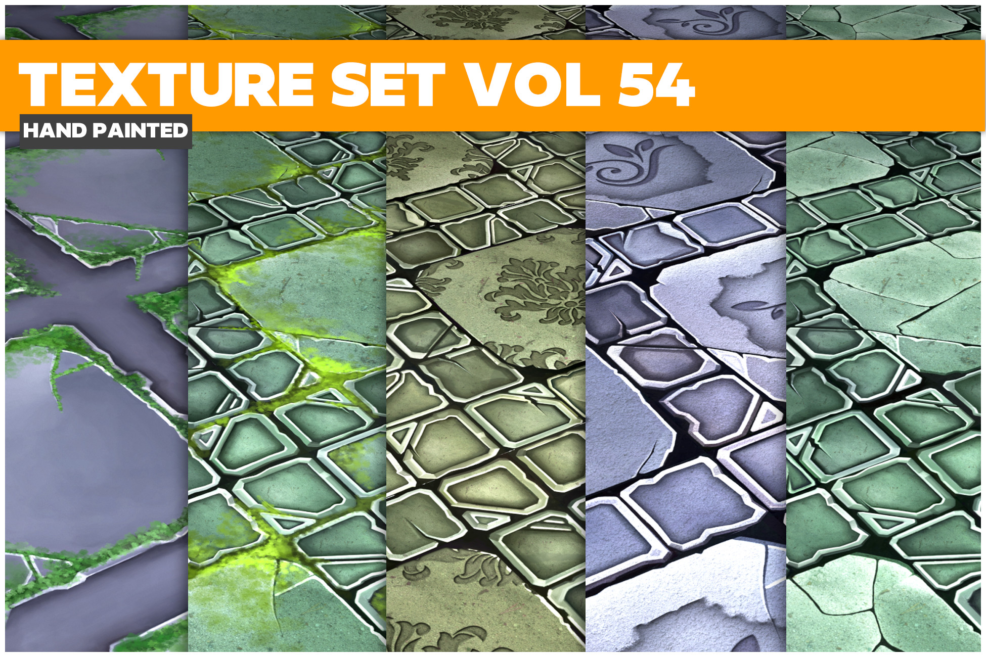 Texture Set Vol.54 Hand Painted Tiles | 2D タイル | Unity Asset Store