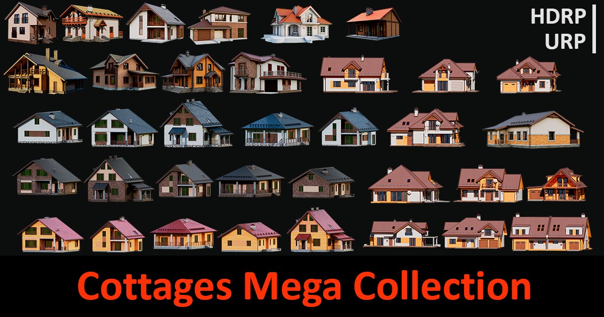 Lowpoly Cottage Mega Collection | 3D Exterior | Unity Asset Store