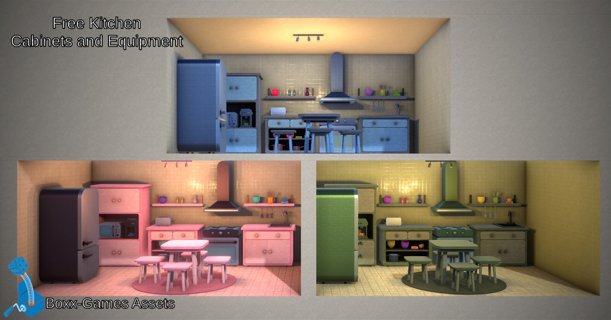 Free Kitchen - Cabinets and Equipment | 3D Interior | Unity Asset Store