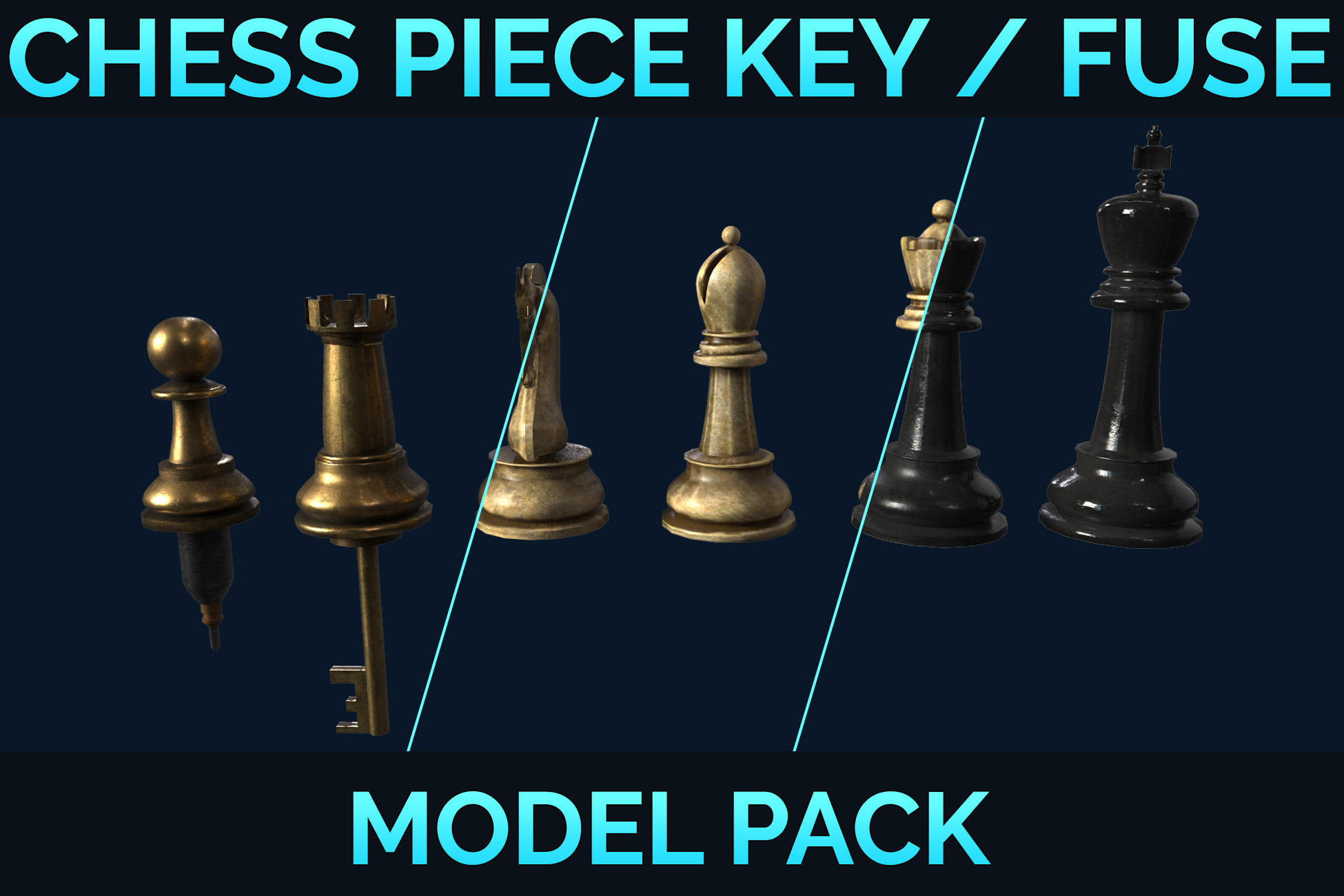 PBR Chess Key / Fuse Model Pack | 3D 小道具 | Unity Asset Store
