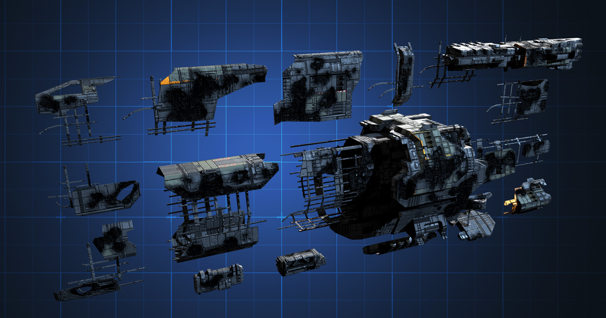 GSX - Spaceship Wreck Parts | 3D Space | Unity Asset Store