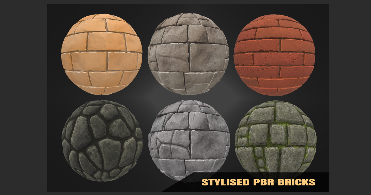 Stylized Bricks and Stone Walls PBR Materials Vol 01 | 2D Stone | Unity ...