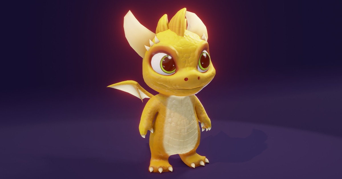 Cartoon Baby Dragon 3d Model (Yellow) | 3D Creatures | Unity Asset Store