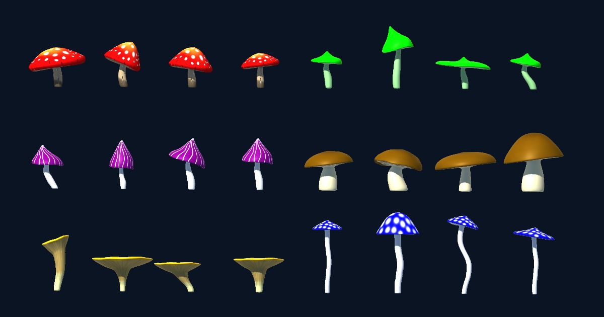 Simple Mushrooms Package (Stylized, Hand-painted, Animated, 3D) | 3D 植被 ...