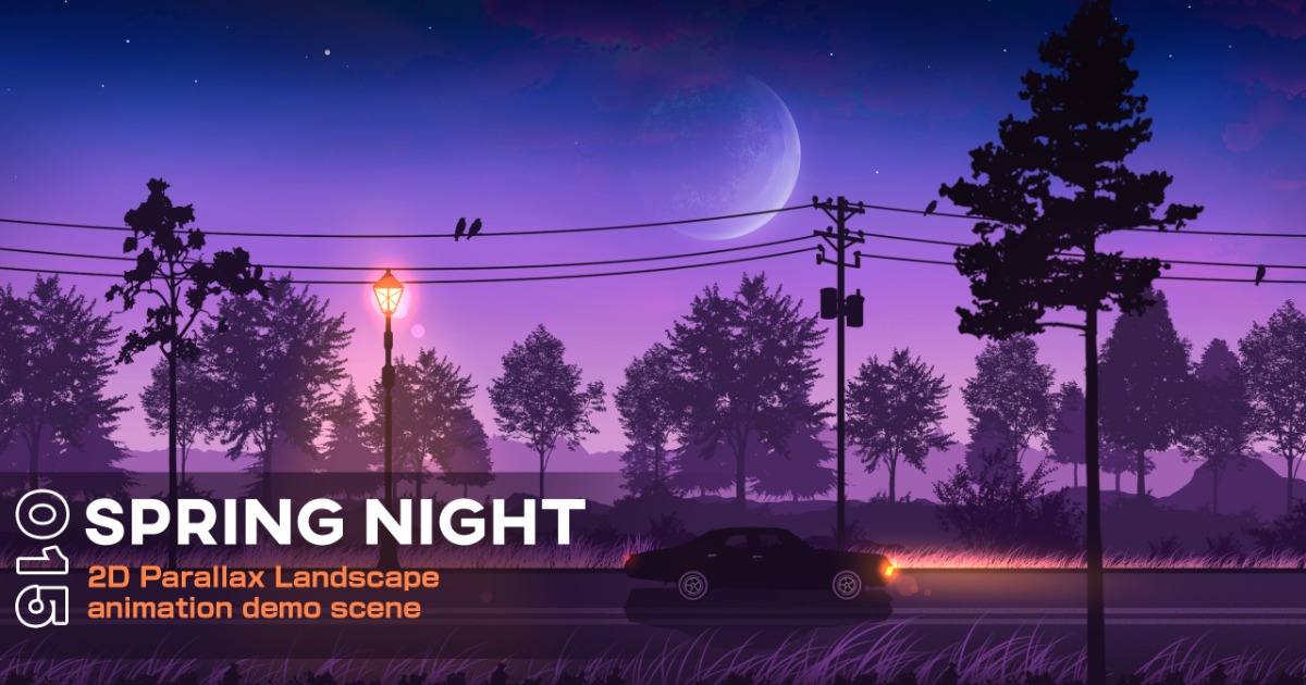 Spring Night / 2D Landscape | 2D Environments | Unity Asset Store
