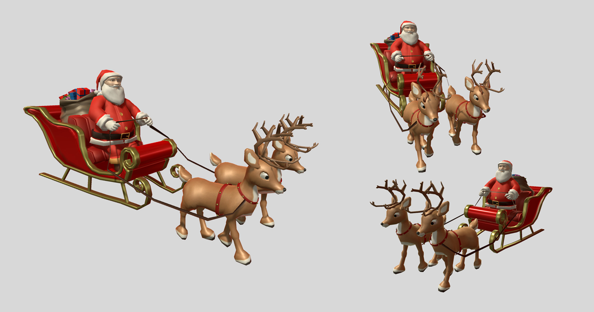 LowPoly Animated Santa Sleigh A01 | 3D Characters | Unity Asset Store