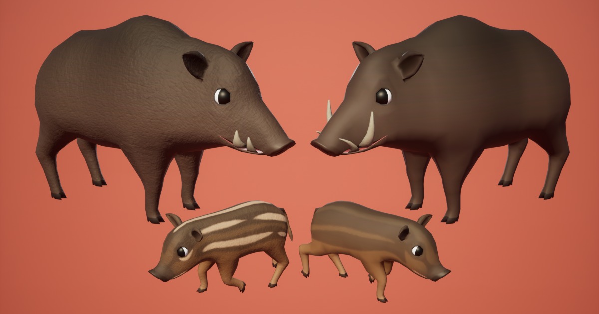 SI - Animated Wild Boar and Piglet | Characters | Unity Asset Store