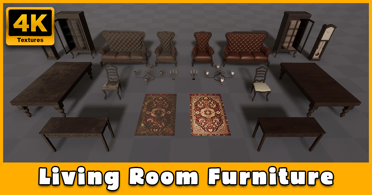 Living Room Furniture / Dirty-Clean Versions | 3D Furniture | Unity ...