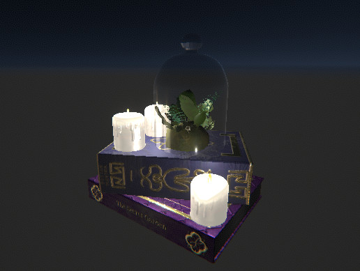 Glass dome bell, Candles and Fantasy book set | 3D 인테리어 | Unity Asset Store