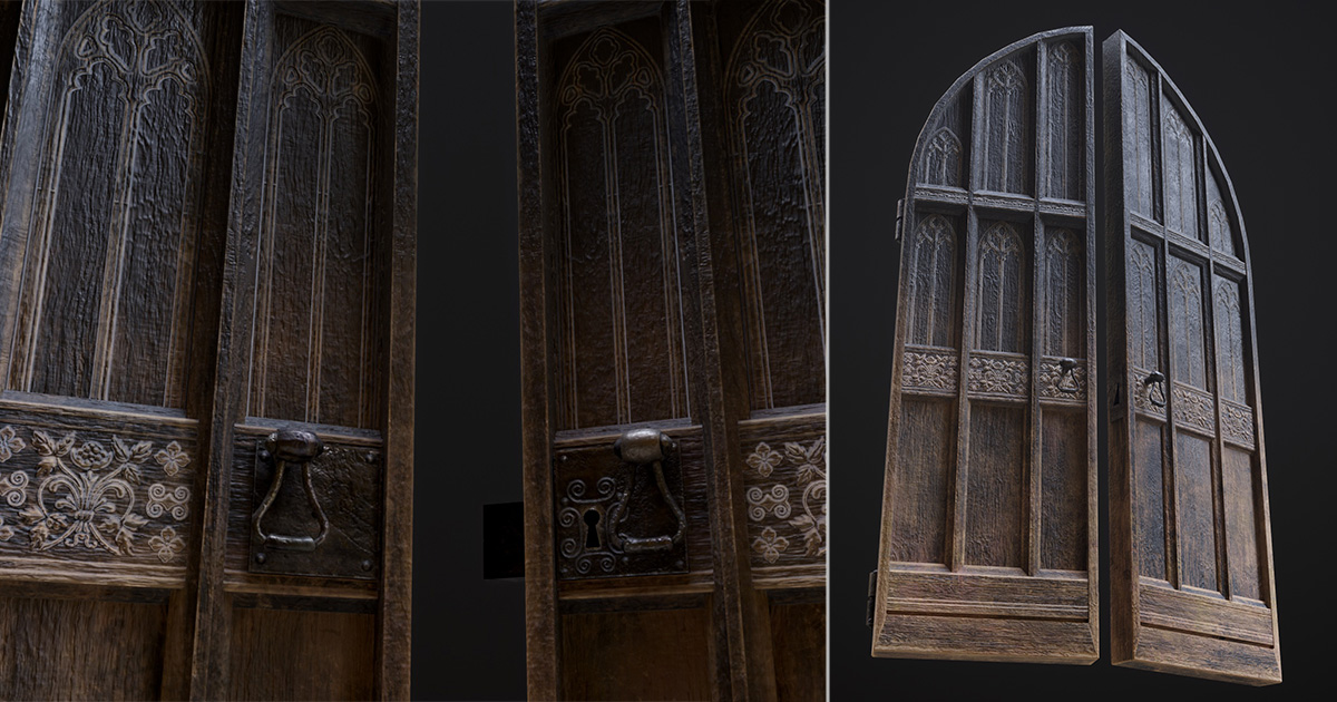 Gothic wooden door | 3D Props | Unity Asset Store