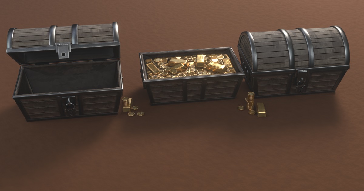Gold Chest low poly | 3D Interior | Unity Asset Store