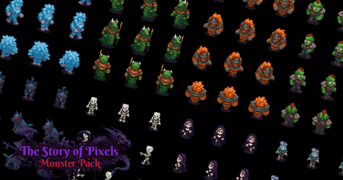The story of Pixels: Monster Pack RPG/Visual Novel | 2D Characters ...