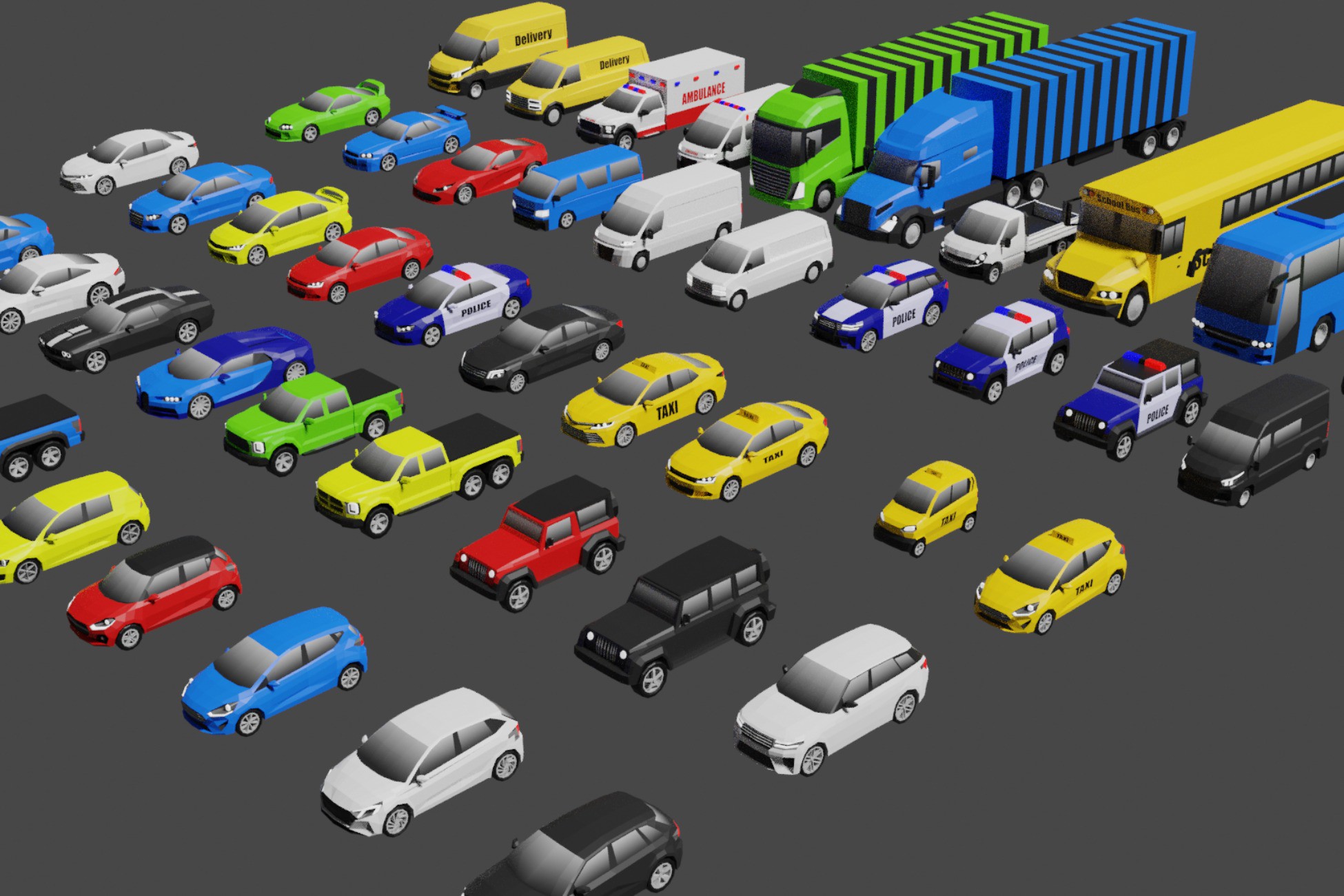 Low poly vehicle pack v2 | 3D Land | Unity Asset Store