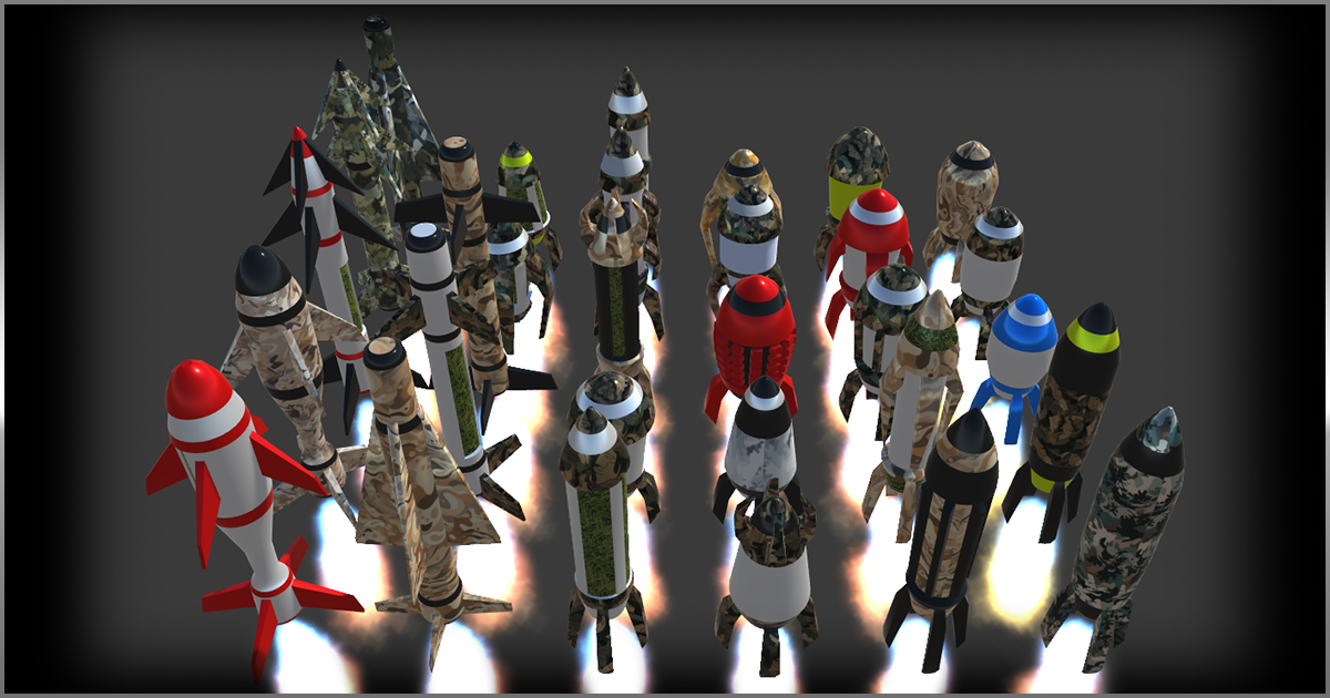 Low Poly Rockets - Mega Pack | 3D Weapons | Unity Asset Store