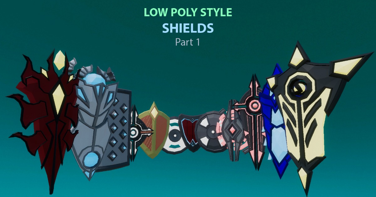 Low Poly Style Shields Part 1 | 3D Props | Unity Asset Store