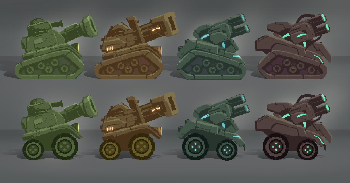 4 Pixel Art Tanks | 2D テクスチャ＆マテリアル | Unity Asset Store