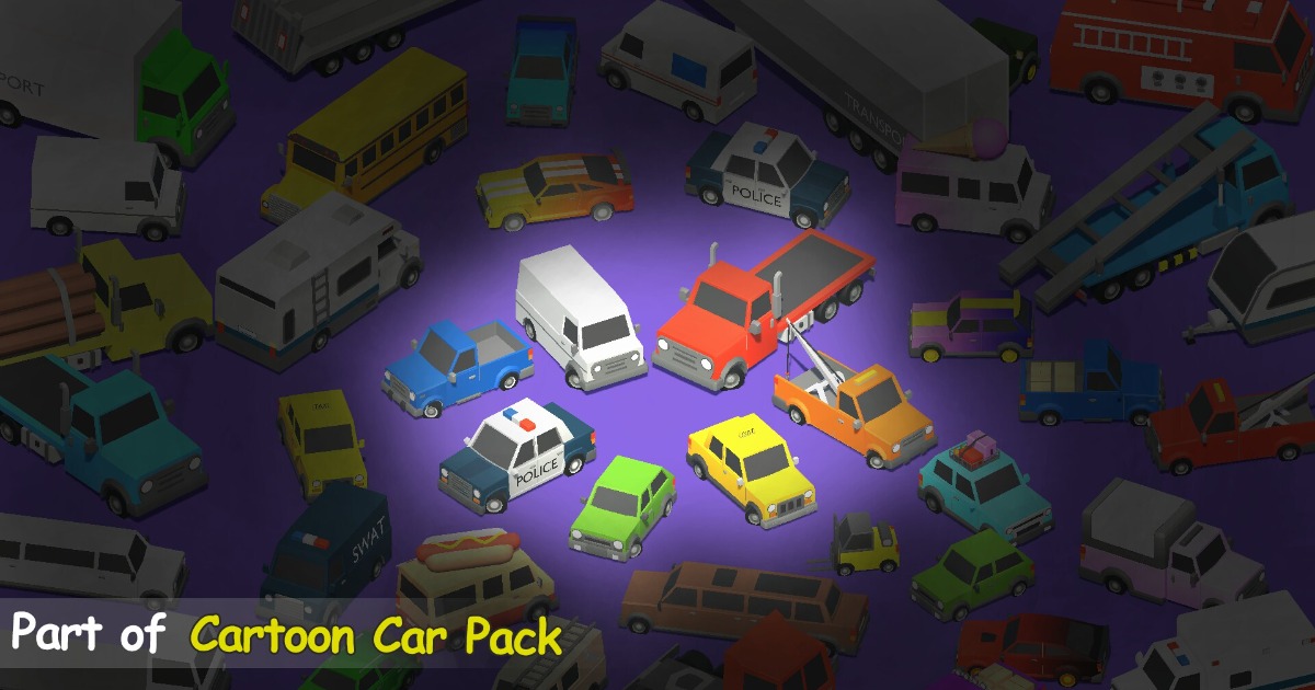 FREE Cartoon Car Pack - Simple Vehicles | 3D Land | Unity Asset Store