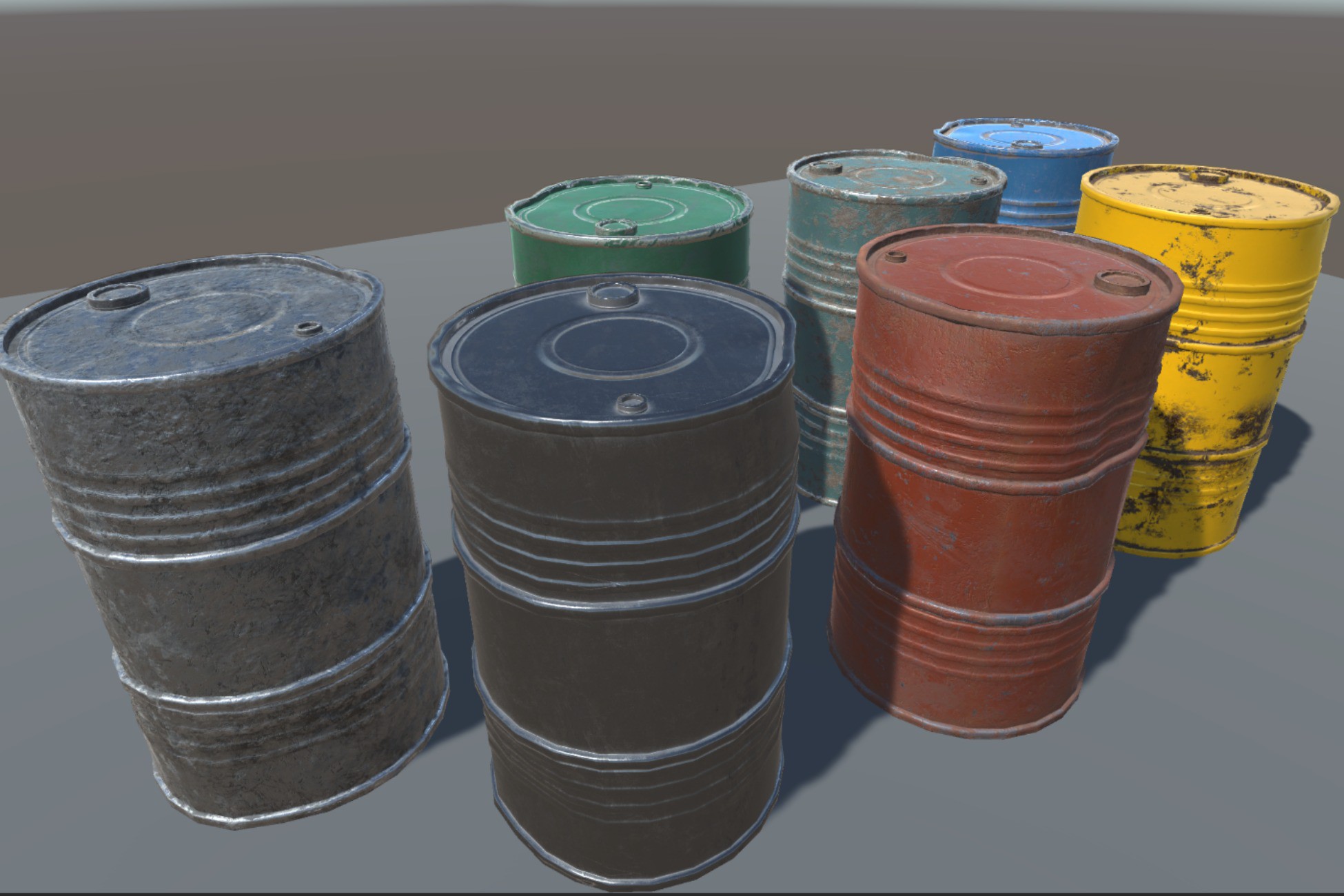 PBR Metal Barrels Pack | 3D Industrial | Unity Asset Store