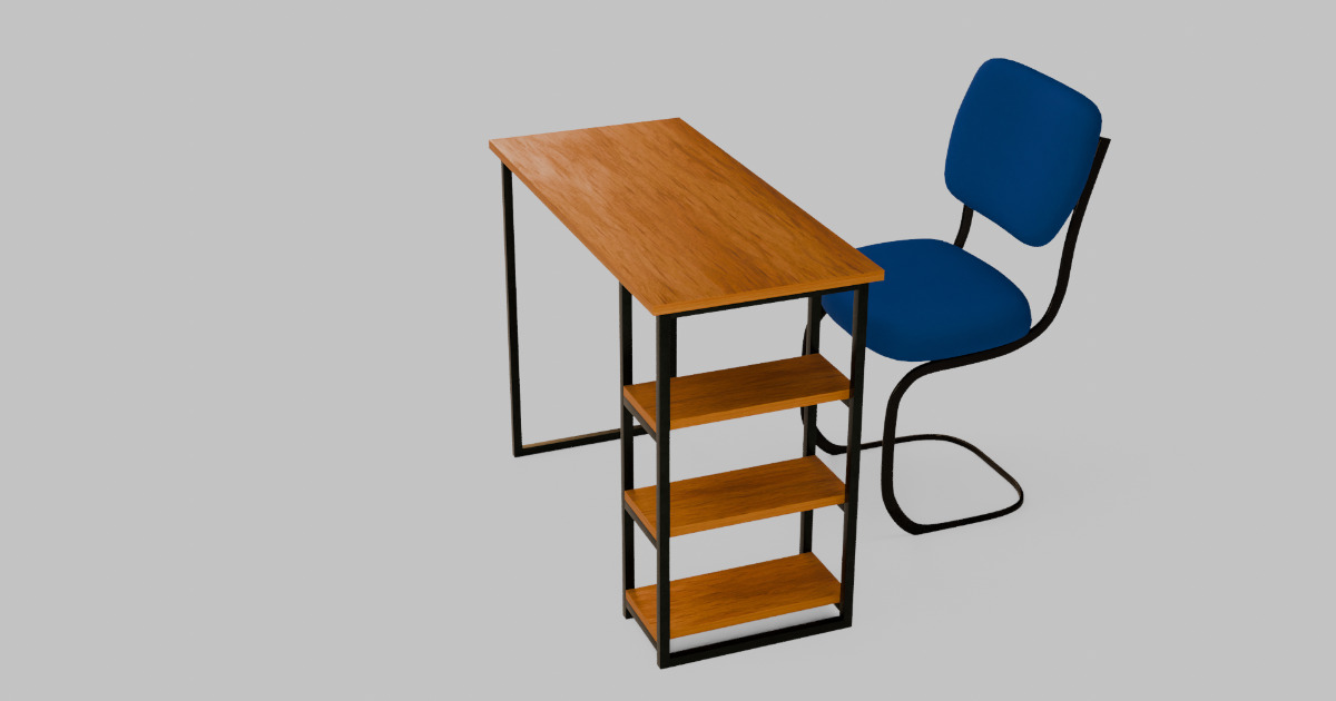 Modern Study Desk with Cushioned Office Chair | 3D Furniture | Unity ...