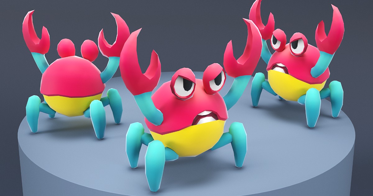Cartoon Characters - Small Mad Crab Warrior | 3D Creatures | Unity ...