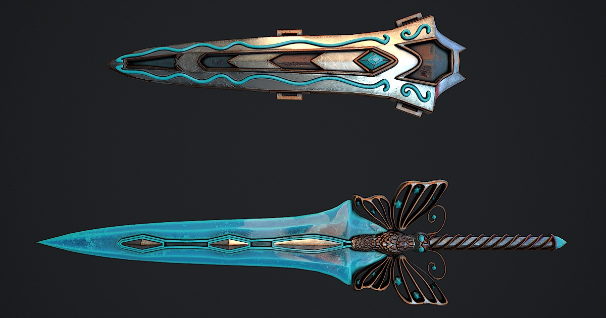 Sword butterfly with scabbard | 3D Weapons | Unity Asset Store