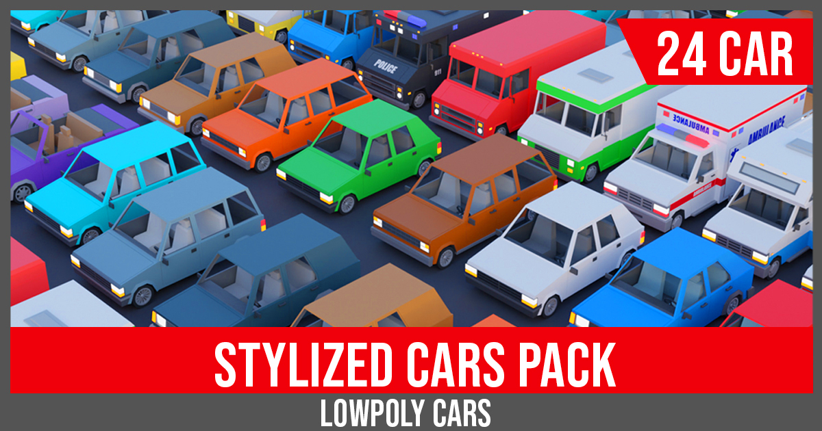 Stylized Cars Pack - Lowpoly Cars (24 Car) | 3D Land | Unity Asset Store