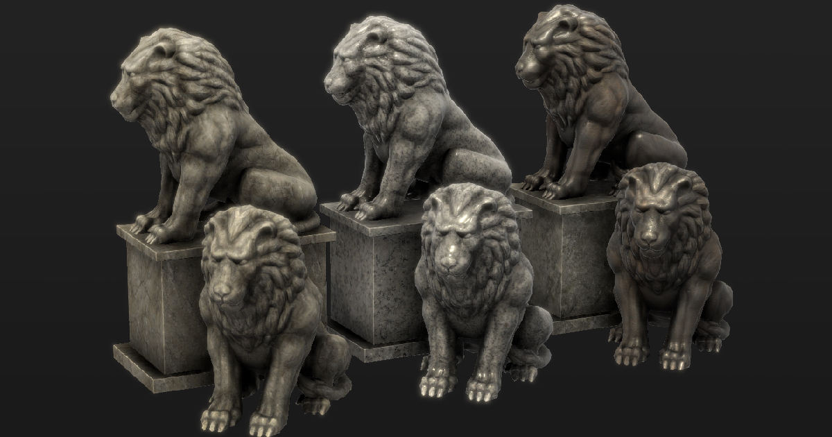 Majestic Lion Statues | 3D Characters | Unity Asset Store