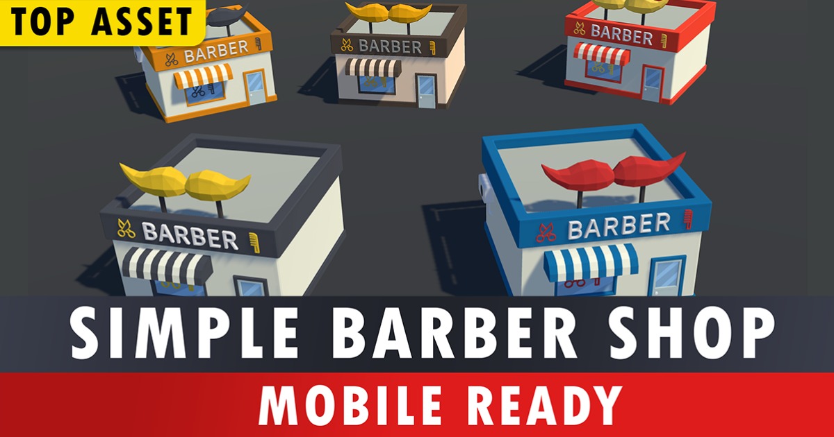 Simple Barber Shop - Cartoon Building | 3D Environments | Unity Asset Store