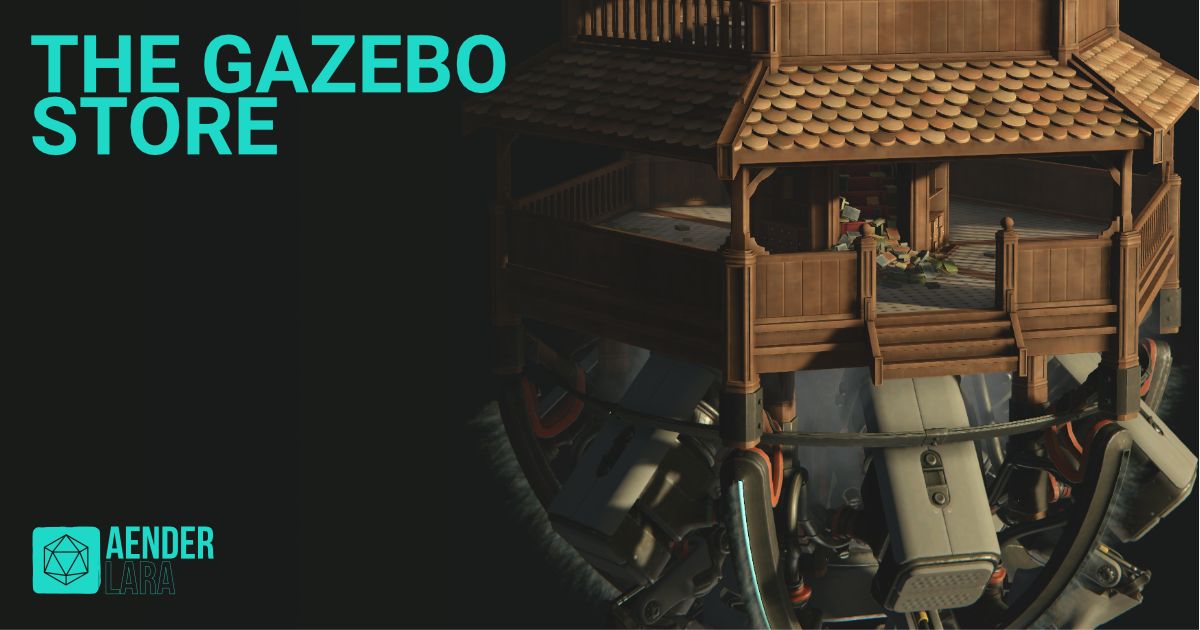 The Gazebo Store - Floating wooden structure with scifi engine | 3D ...