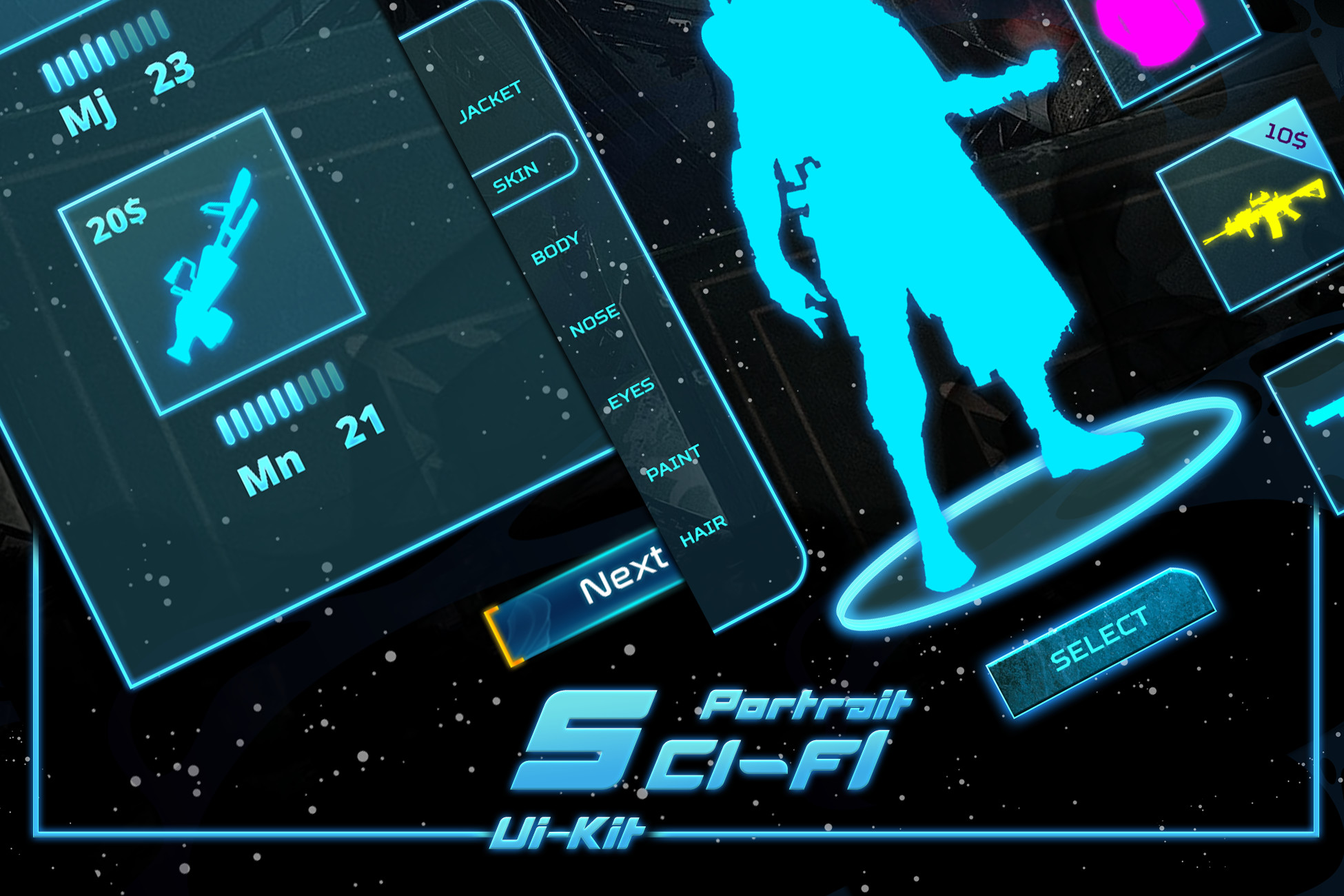 SCI-FI UI Package - Portrait Space GUI Pack | 2D GUI | Unity Asset Store