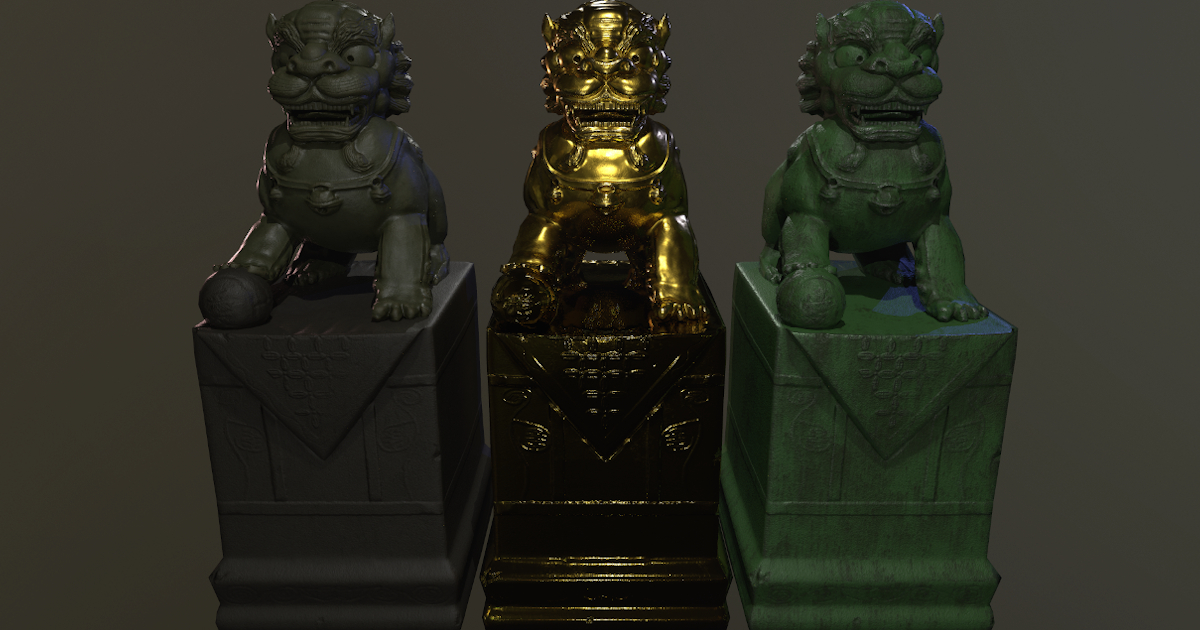 PBR Lion Statue | 3 Variants | 3D Props | Unity Asset Store