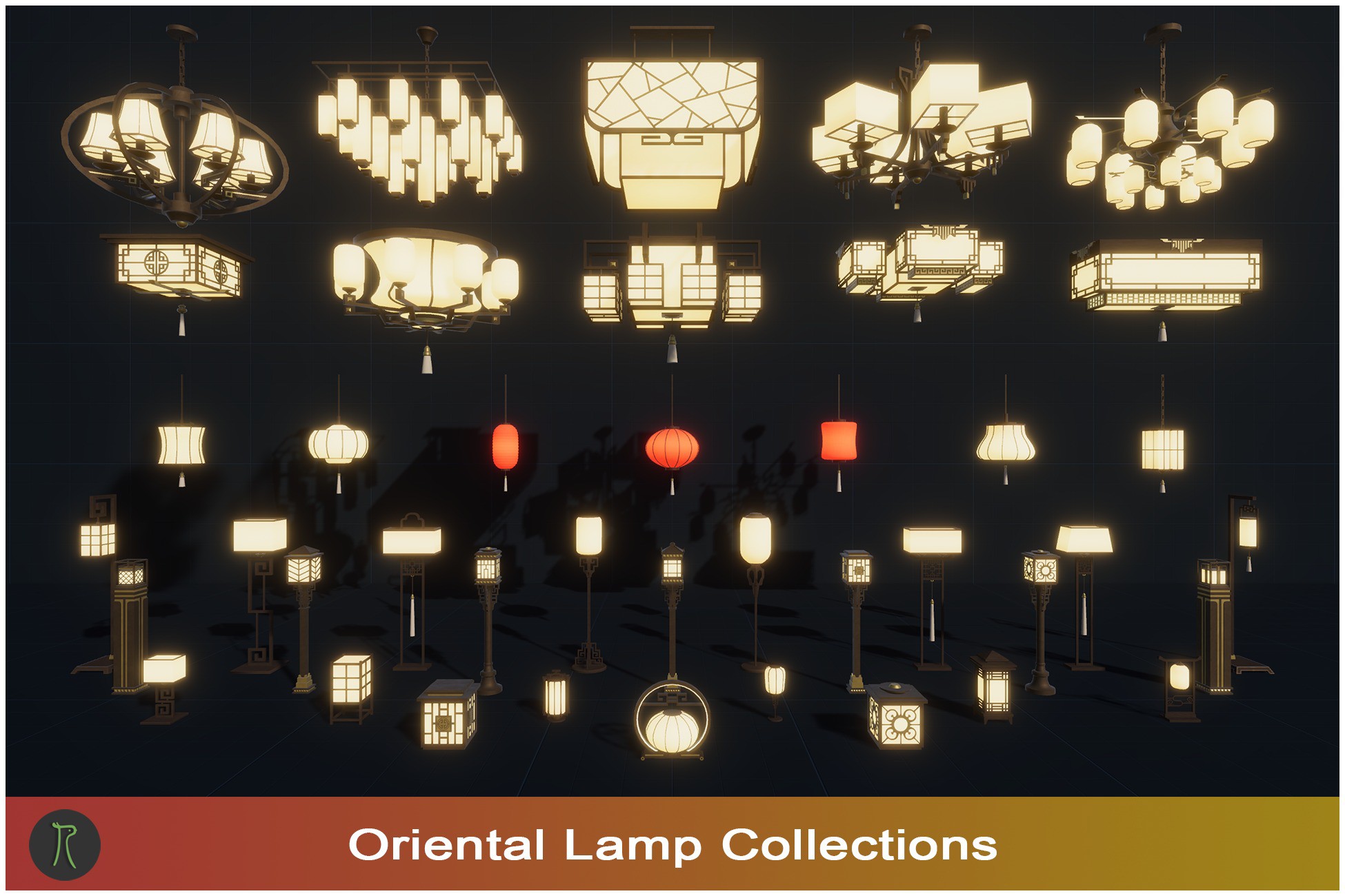 Oriental Lamp Collections | 3D Furniture | Unity Asset Store