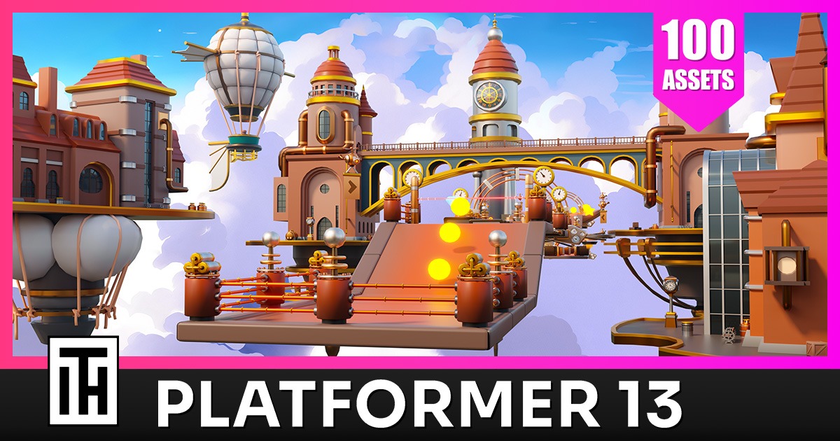 Platformer 13 Steampunk - Low Poly 3D Models Pack | 3D Environments ...