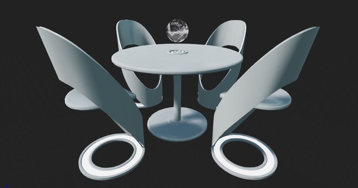 Futuristic Dining Table Set Sci-fi - BananaMonkey | 3D Furniture ...