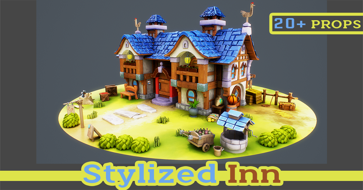 Stylized Inn + Props | 3D Exterior | Unity Asset Store