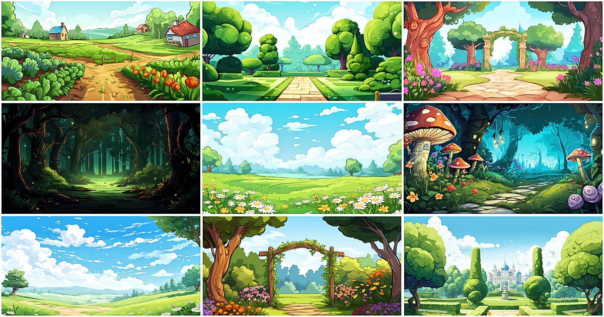 BACKGROUND - Cartoon Garden 1 | 2D Environments | Unity Asset Store