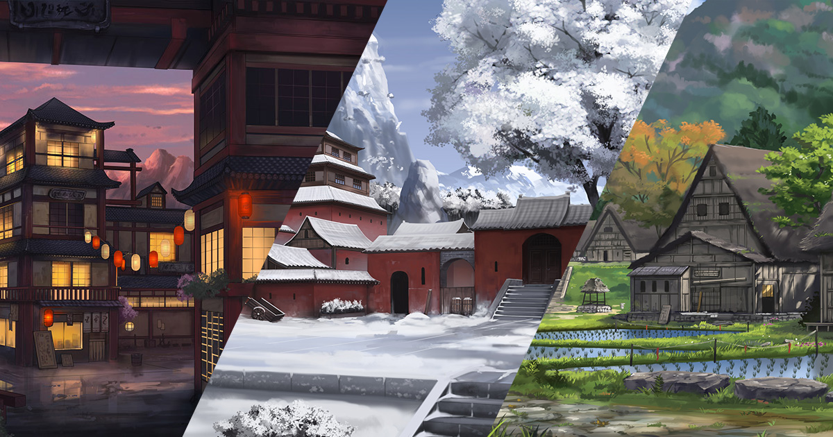 Pack of 3 Eastern Style Parallax Backgrounds | 2D Textures & Materials ...