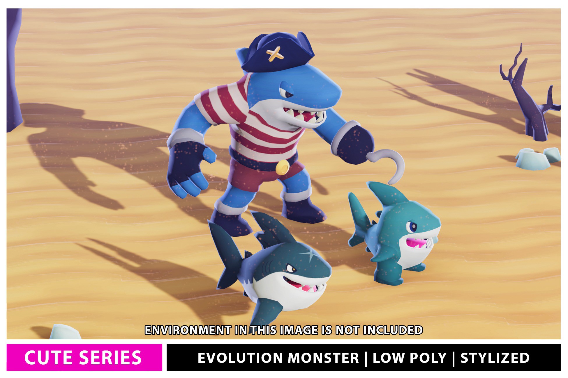 Shark Baby Pirate Evolution Pack Cute Series | 3D Creatures | Unity ...