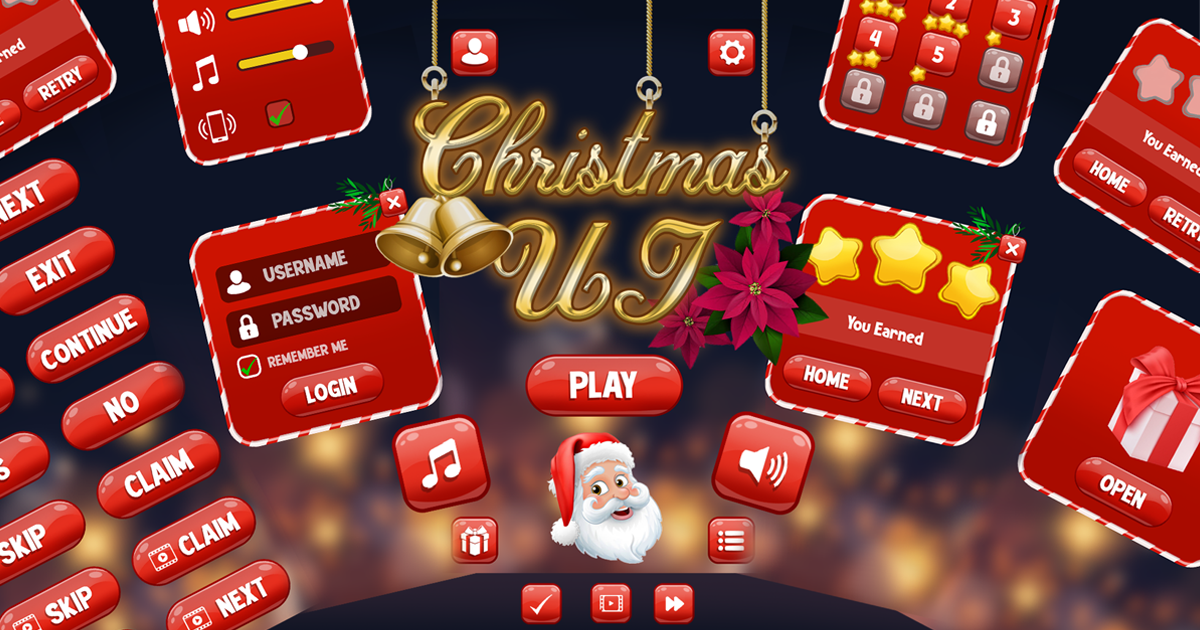 Hyper casual Christmas UI Package | 3D GUI | Unity Asset Store