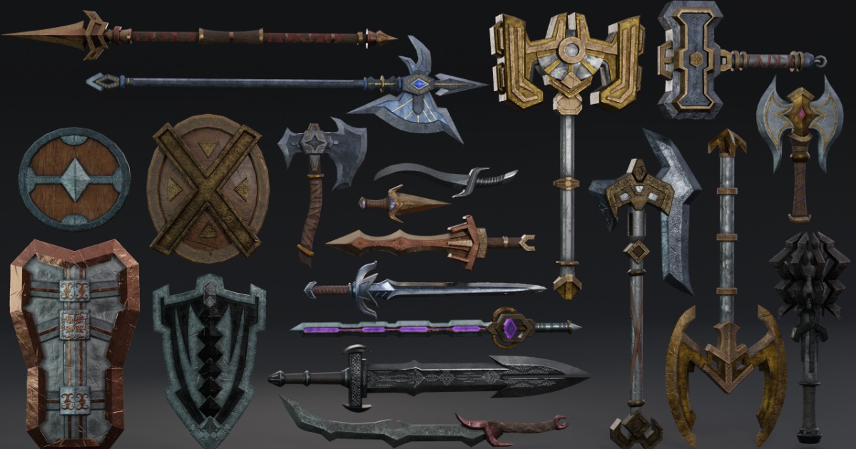 Semi Stylized Fantasy Weapon Pack | 3D Weapons | Unity Asset Store