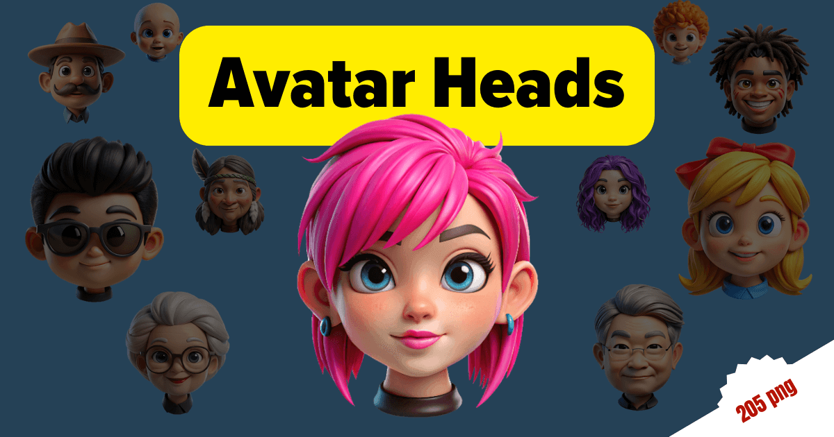 Funny Avatar Heads - 205 PNG | 2D Characters | Unity Asset Store