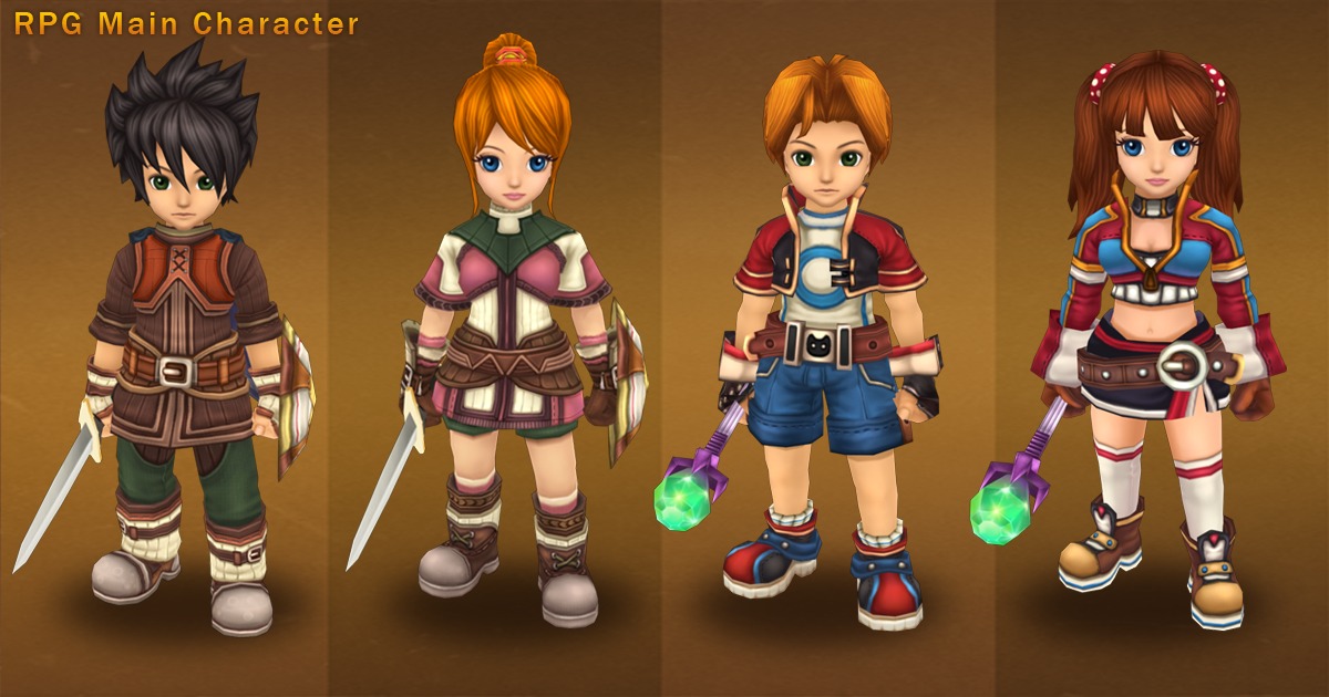 RPG Four Main Characters | 3D Characters | Unity Asset Store