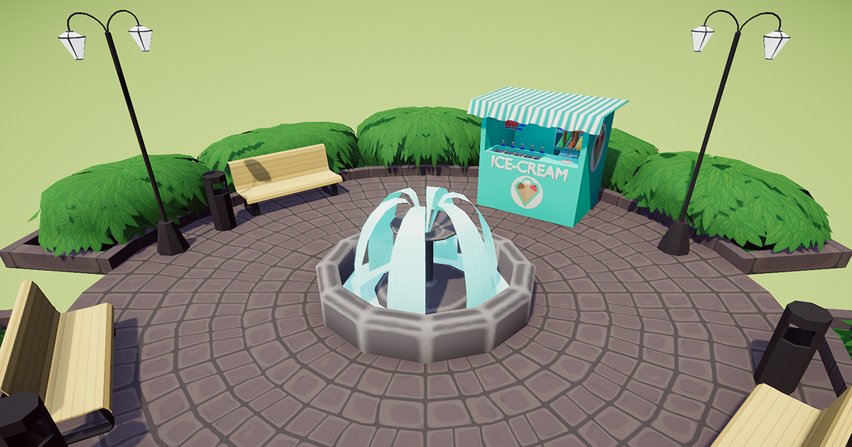 Lowpoly Town Square | 3D Urban | Unity Asset Store