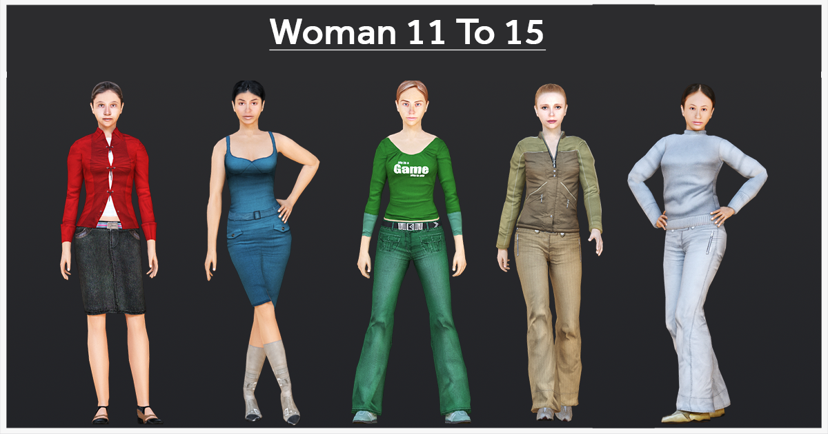 Woman 11 To 15 | Characters | Unity Asset Store