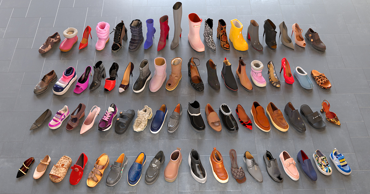 Ultimate Shoe Pack (72 Footwear Low-poly 3D models) | 3D Clothing ...