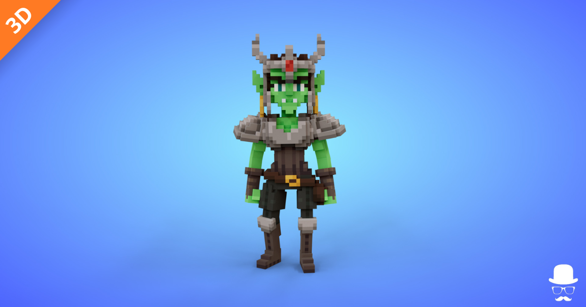 Goblin Female Warrior 4 Voxel Character - 3D Fantasy Creature | キャラクター | Unity Asset Store