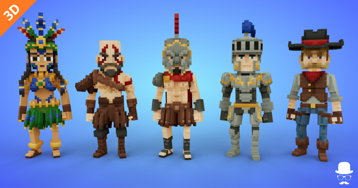 Voxel Characters Pack 3 - 3D Lowpoly Models | Characters | Unity Asset ...